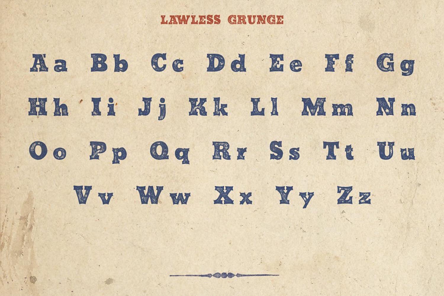 Lawless font Regular, Grunge, Spur and Shadow by Simon Stratford